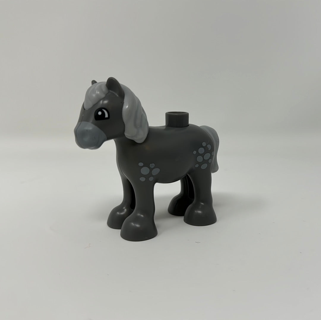 Lego Duplo GREY SPOTTED HORSE PONY Animal for FARM RIDING FARMER Rare ...