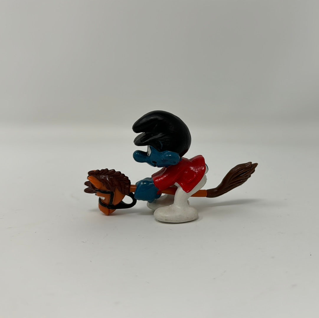 Smurfs Horse Rider Smurf Figure Vintage PVC Toy Peyo Figurine Jockey H ...