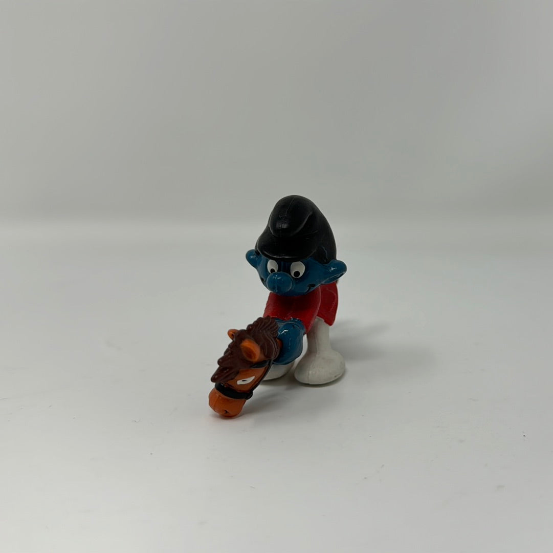 Smurfs Horse Rider Smurf Figure Vintage PVC Toy Peyo Figurine Jockey H ...