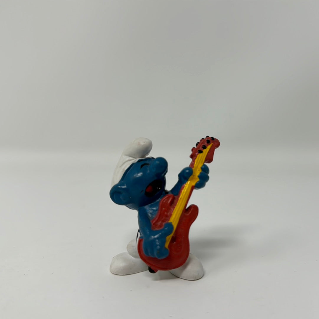 Smurf Figurine Smurfs RockStar Guitar Player 1977 Vintage Schleigh Pey ...