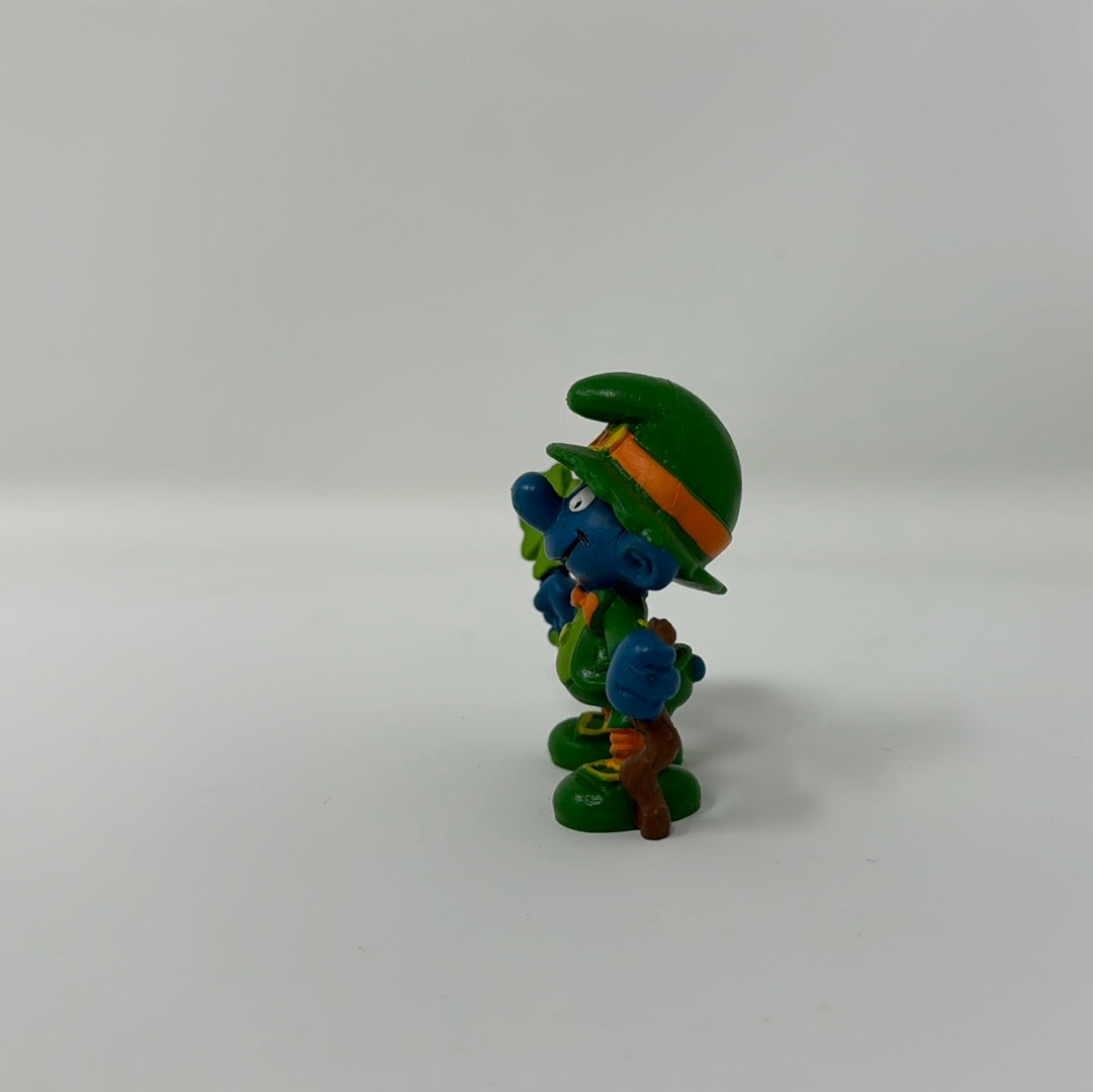 Vintage 1982 Irish Smurf Good Luck Leprechaun Green 4 Leaf Clover Peyo ...