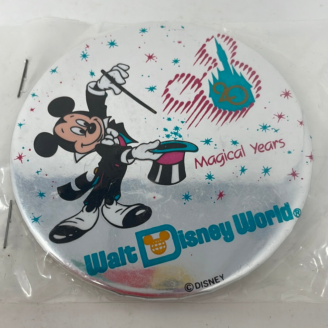 Walt Disney World 20 Magical Years Shiny Silver Mickey Mouse Pin Back ...