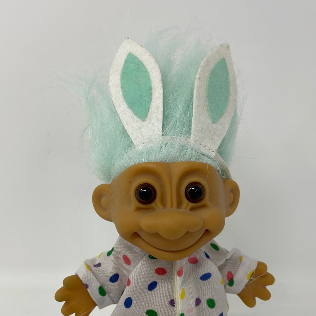Vintage 5" Russ Troll - Bunny Rabbit Ears Blue Hair - Easter Outfit ...