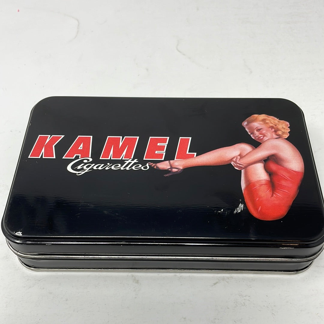 KAMEL Cigarettes Vintage Pin-Up Tin 2 Double Decks Original Sealed Pla ...