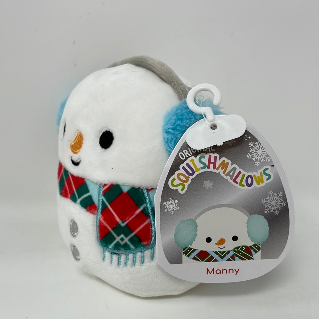 Squishmallow Manny the Snowman 4.5" UltraSoft Stuffed Christmas Holida ...