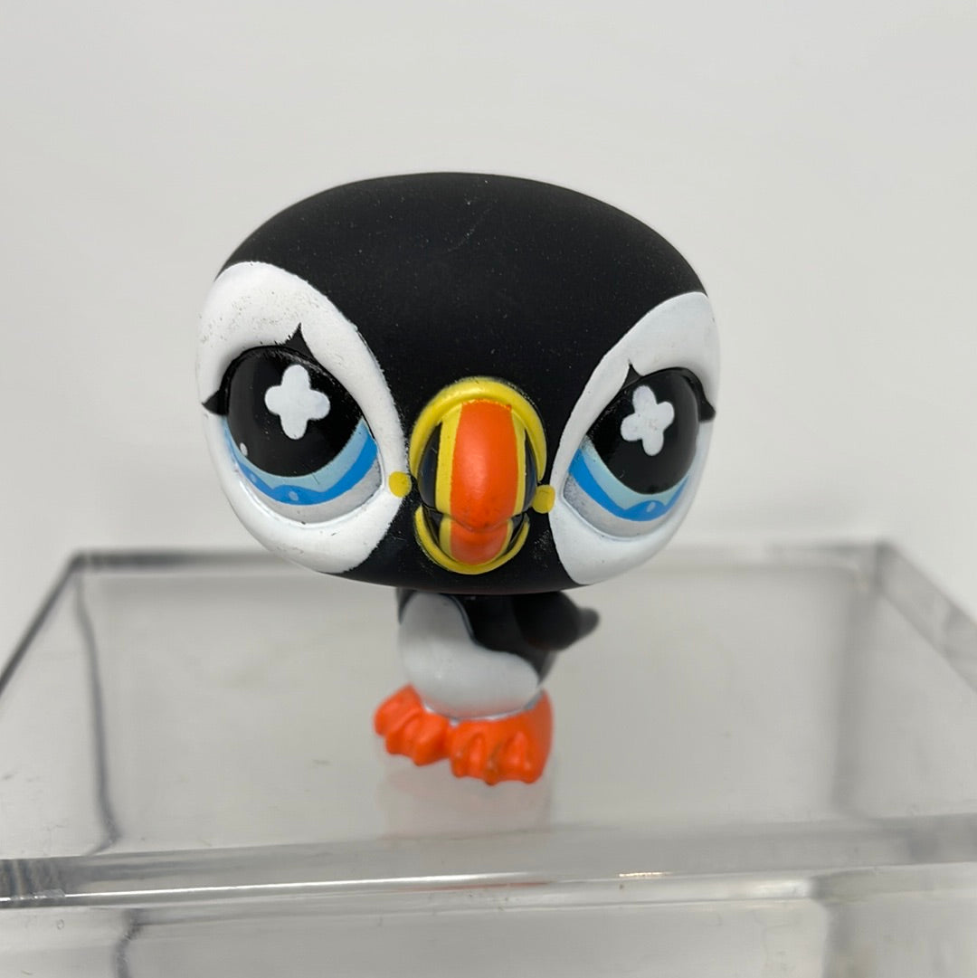 #654 LPS Littlest Pet Shop Funniest Black Puffin Penguin Bird W/ Blue ...